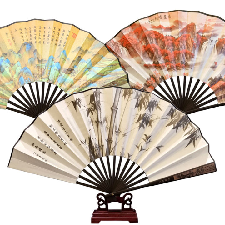 Large Size Chinese Style Silk Fan Folding Fan Wedding Fan Art Gifts ...