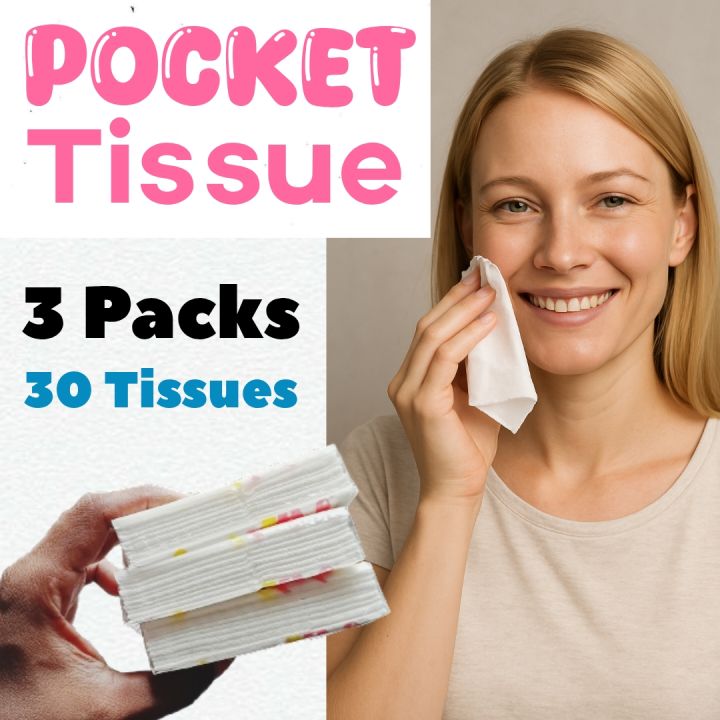 Pocket Tissue 3 Pack 30 Tissues - Napkin Tissue - Soft Pocket Tissue ...