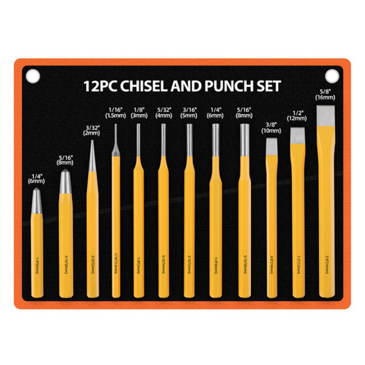 12-Piece Punching Set Masonry Chisel Flat Cylinder Punching Set Easy ...