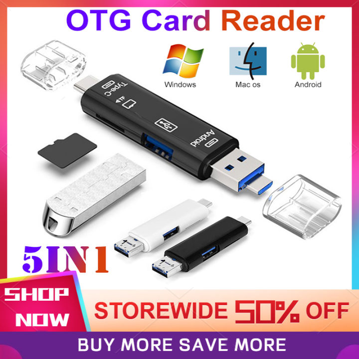 5 in 1 Card Reader SD TF Memory Card Reader OTG Adapter 3.1 High-speed ...
