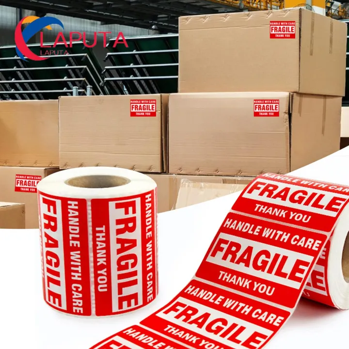 Fragile Label Sticker Handle with Care Fragile Stickers 500pcs/roll Red ...
