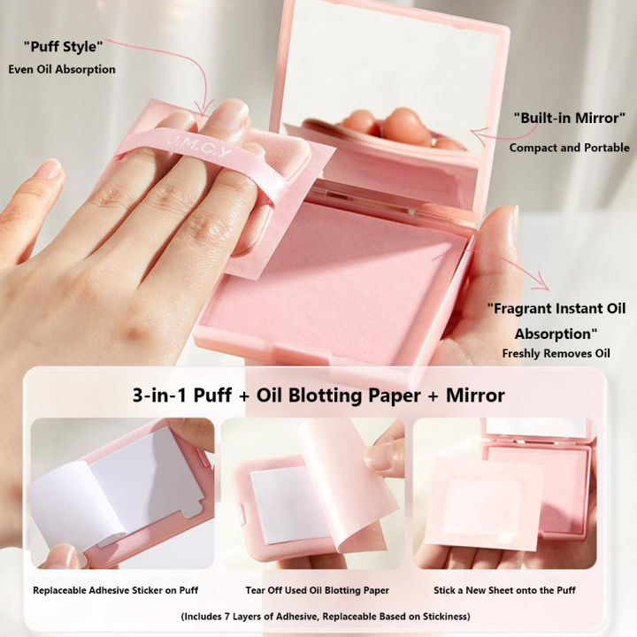 Long-Lasting With Puff Oil Control Blotting Paper Compact With Mirror ...