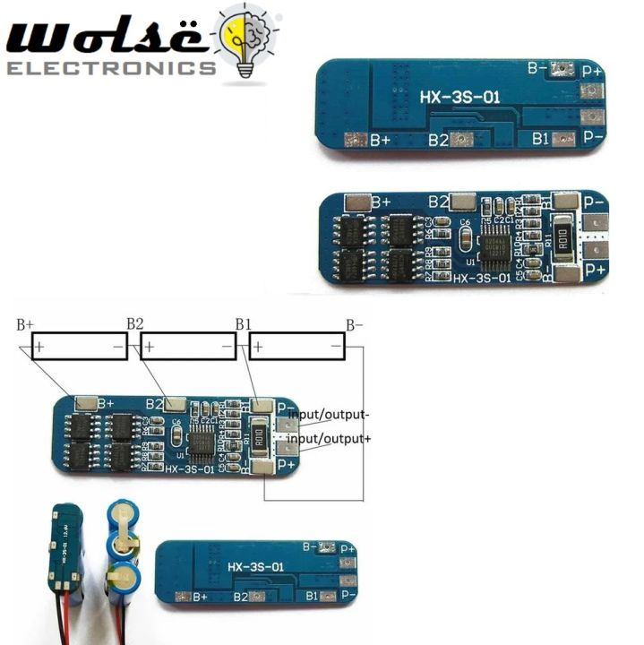 3S 10A 3.7V 18650 HX-35-01 Li-ion Battery BMS Charger Protection Board ...