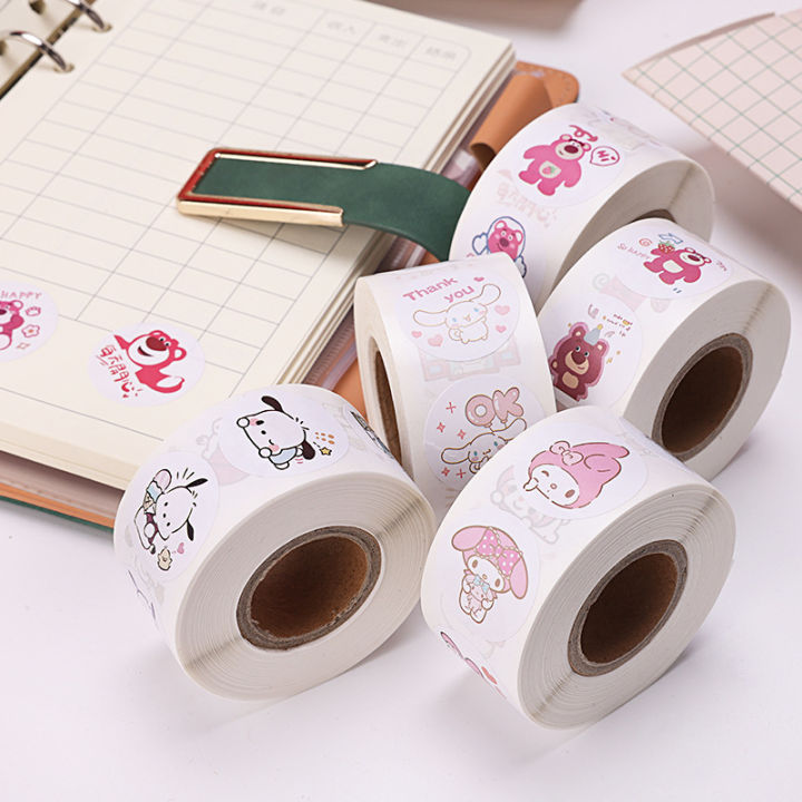 【Kumba】Sanrio round sealing sticker 500PCS/roll coated paper self ...