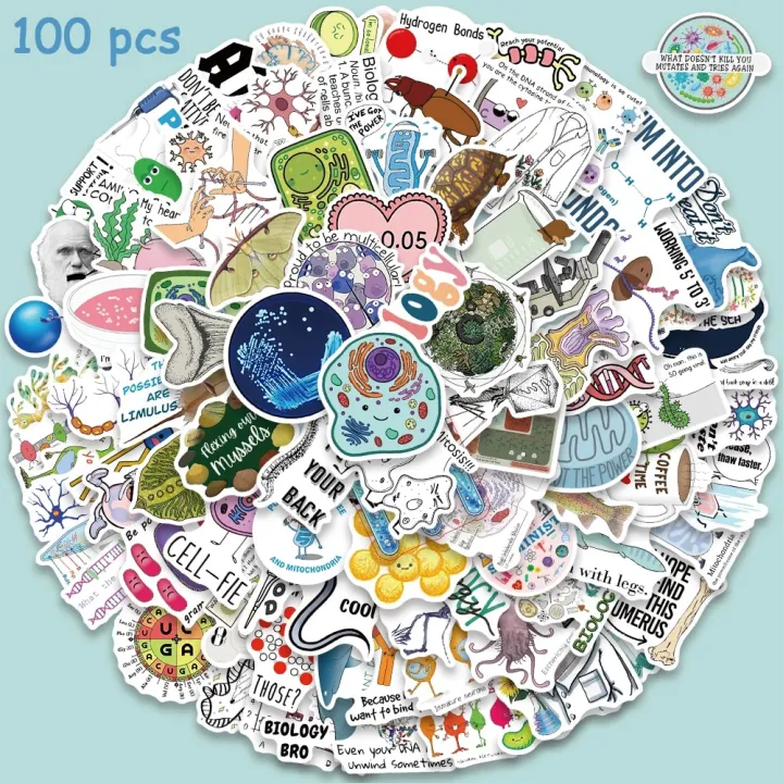 50/100pcs Biology Stickers Funny Aesthetic Decals Vinyl Waterproof ...