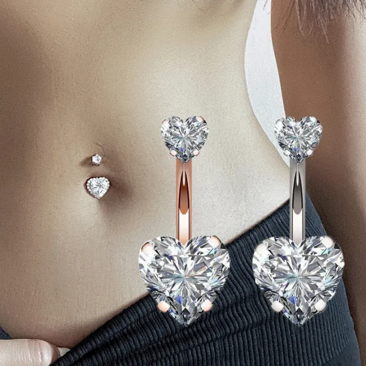 Navel Earring Belly Piercing Steel Belly Button Rings Crystal Piercing ...