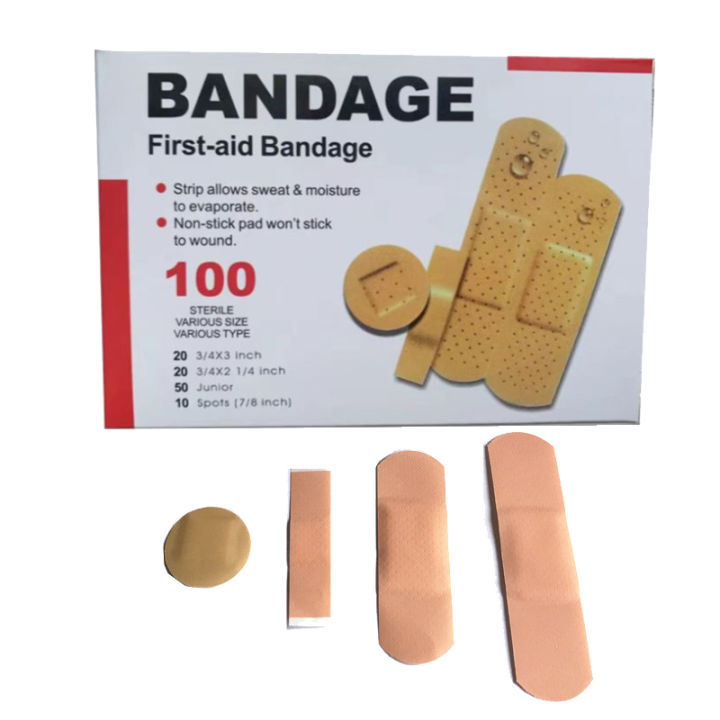 100pcs/set Bandage Emergency First Aid Bandage Plaster Non-woven Fabric ...
