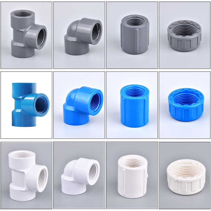 2pcs 1/2 3/4 1 Inch Pvc Female Threaded Straight Elbow Tee End Cap ...