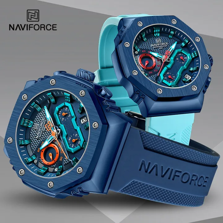 NAVIFORCE Fashion Couple Watches Casual Original Sport Silicone Strap ...