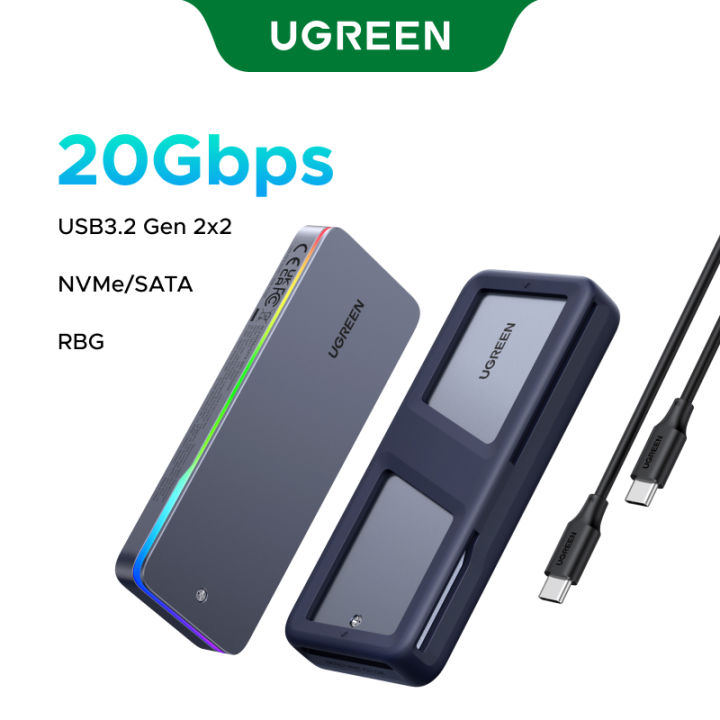 UGREEN 20Gbps M.2 SSD Case NVMe SATA SSD Enclosure Adapter USB 3.2 Gen2 ...