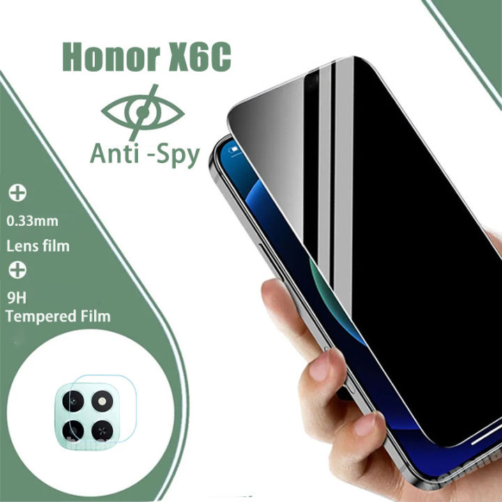 2in1 Privacy Tempered Glass For Honor X6C Screen Protector Full Cover ...