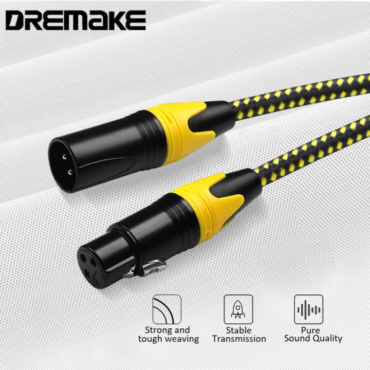 XLR Mic Cable 3-Pin XLR Male to Female Yellow Microphone Audio Cable ...