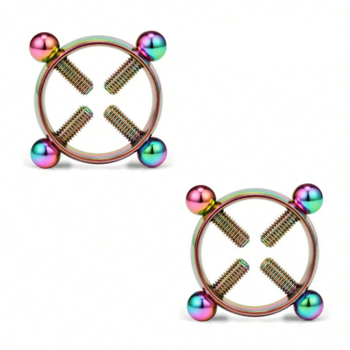 316L Stainless Steel Adjustable Nipple Ring for Women, Clip On, Various ...