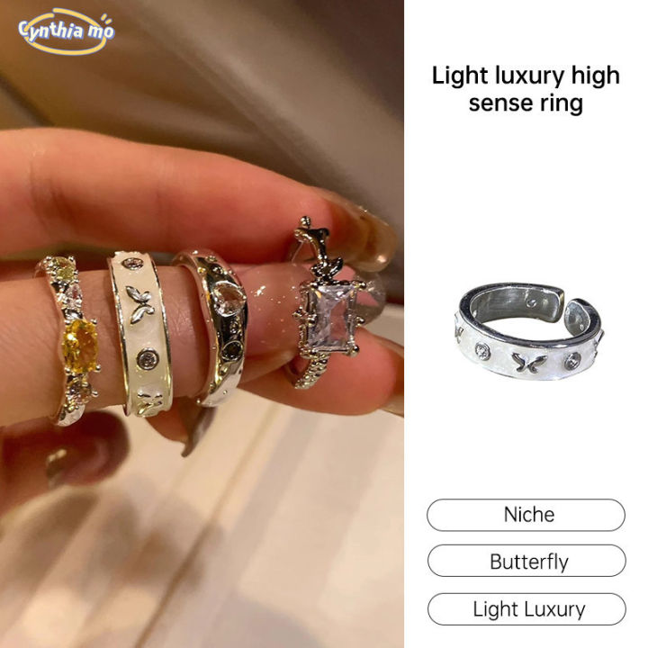 COD Niche Fashionable Ring Female Personalized Ins Ring Light Luxury ...