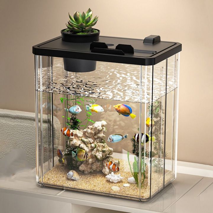 Decorative Transparent Betta Fish Viewing Box Removable with Cover ...