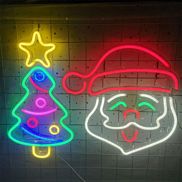Christmas Decoration LED Neon Sign Light Deer Head LED Lamp Christmas ...