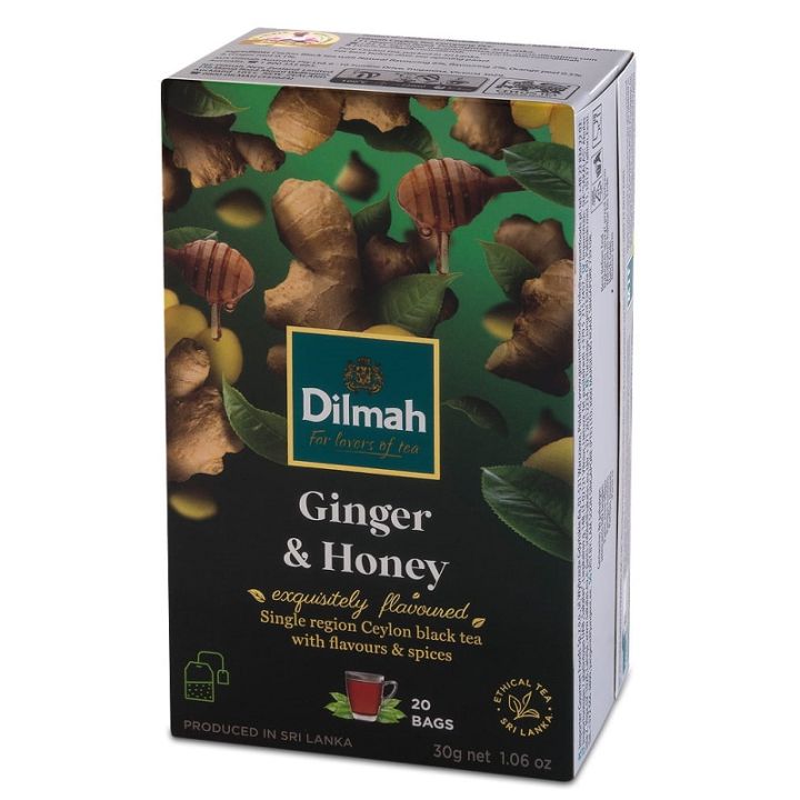 Dilmah Ginger and Honey Flavoured Ceylon Black Tea - 20 Tea Bags - 1 ...