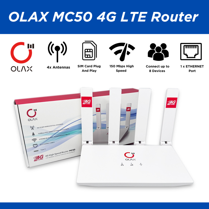 OLAX MC50 4G LTE WIFI 6 Router – High-Speed Internet Router with 4 ...
