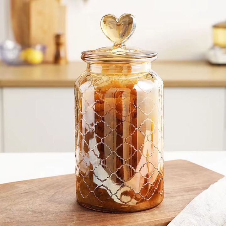 Home Decor Transparent Glass Sealed Jar Large Capacity with Shape Lid ...