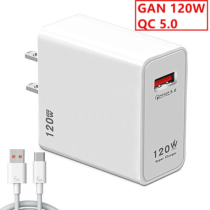 Gan 120W USB Charger Super fast Charging Adapter For Xiaomi Civi 12t ...