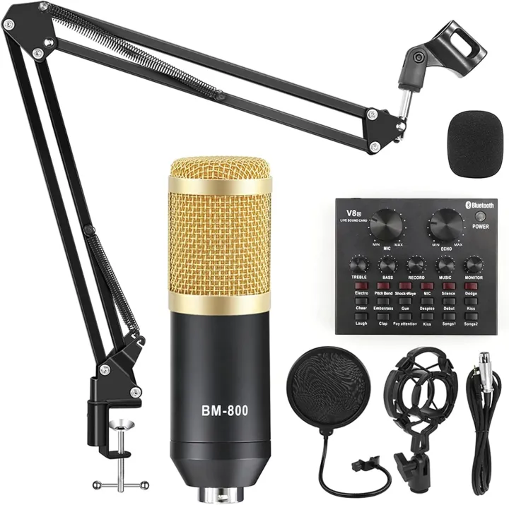 BM-800 Microphone Studio Recording Kits Condenser Microphone for Computer Phantom Power BM-800 ...