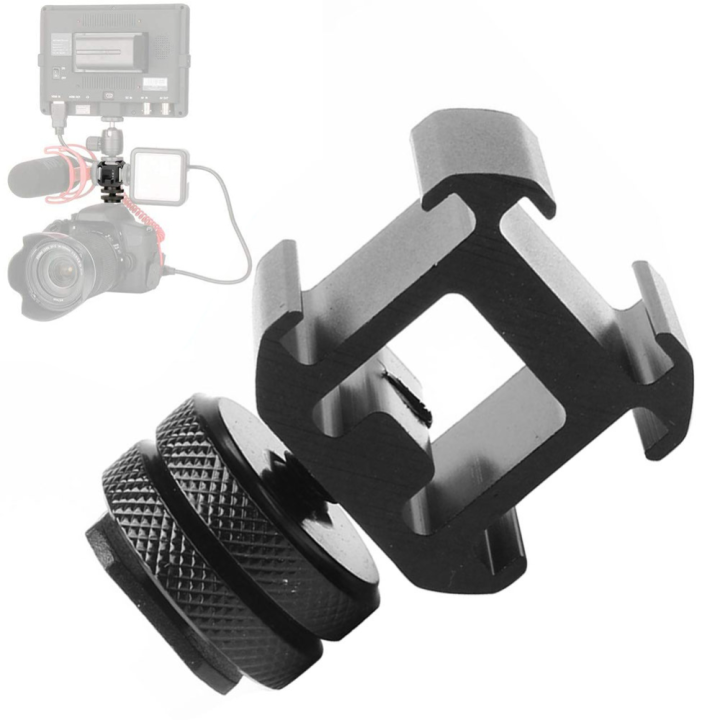 Aluminium Camera Hot Shoe Mount Adapter Video Triple Cold Shoe Bracket ...