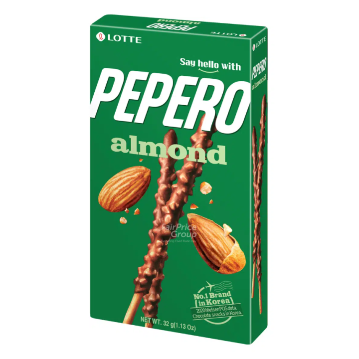Lotte Pepero Almond 32g | Stick Biscuit | Coated With Chocolate ...