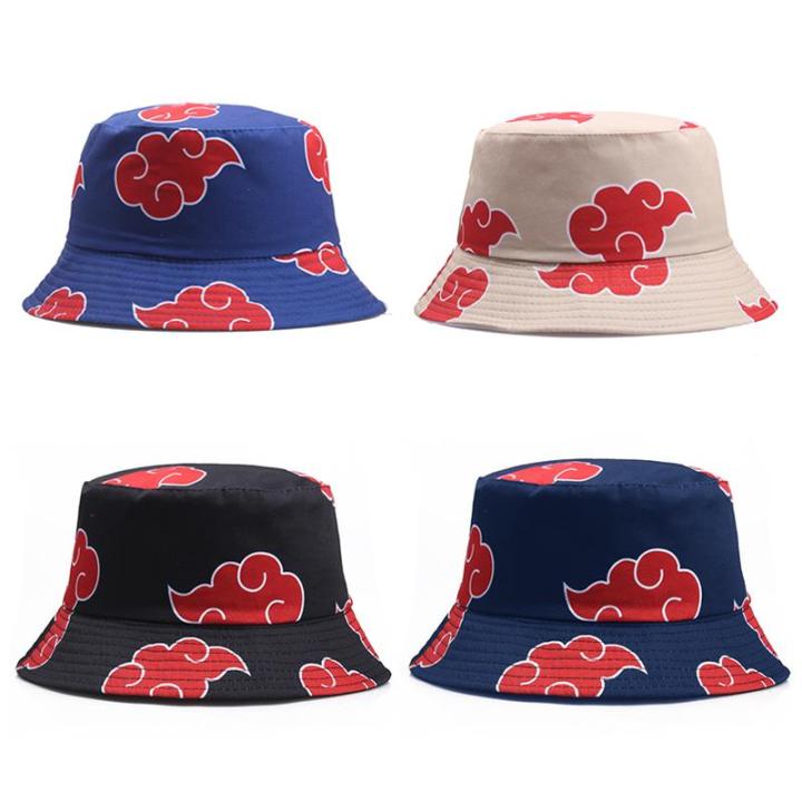 Japanese Anime Akatsuki Logo Bucket Hat Man Women Auspicious Clouds Bob ...