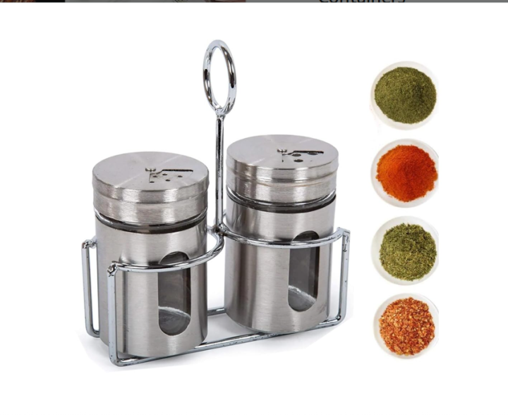 Stainless Steel & Glass Spice Symphony Set with Stand – Versatile Salt ...