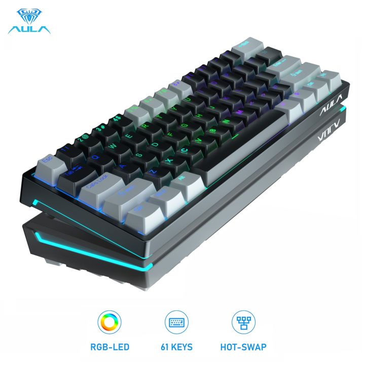 AULA F3261 RGB USB Mini Mechanical Gaming Keyboard Red Switch 61 Keys ...