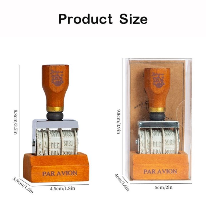 High Quality Retro Wooden Roller Date Seal 2 Styles Wooden Handle ...