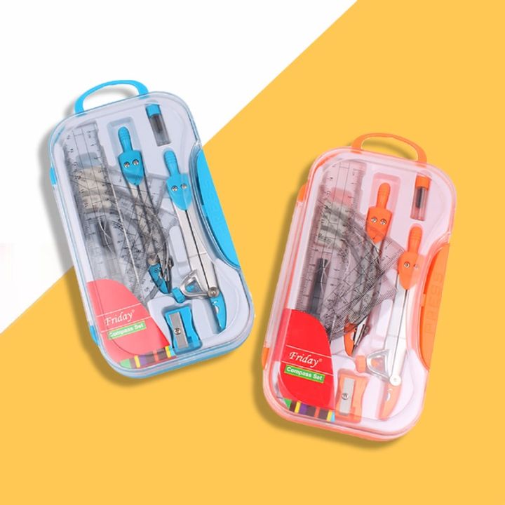 10pcs/set Geometry Compasses Ruler Set Protractor Drawing Kit Students ...