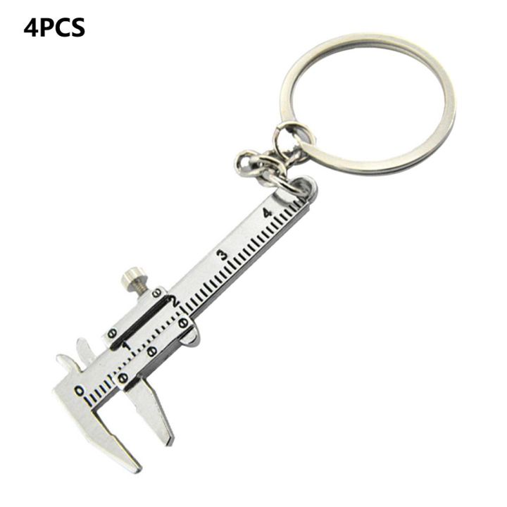 4PCS New Mini Key Pendant Ruler Model Vernier Caliper Key Chain Metal ...