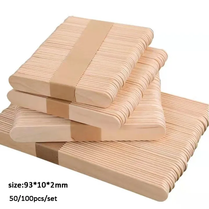 50/100pcs Ice Popsicle Sticks Wooden Sticks Ice Spoon Hand Crafts Art ...