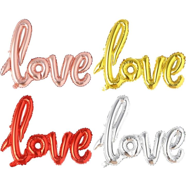 34 Inch “LOVE” Cursive Foil Balloon Banner – Assorted Colors ...