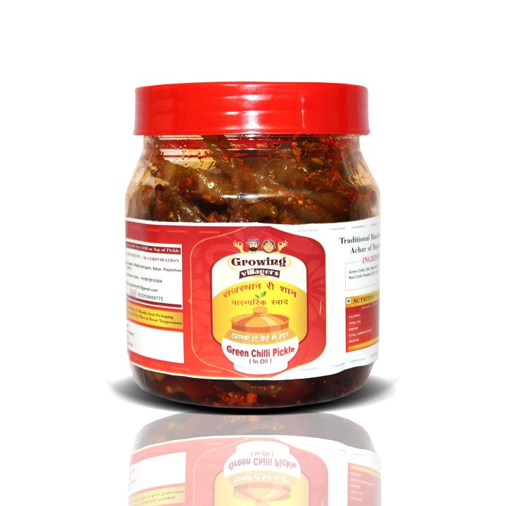 Growing Villagers Green Chilli Pickle ( In Oil ) Homemade Rajasthani ...