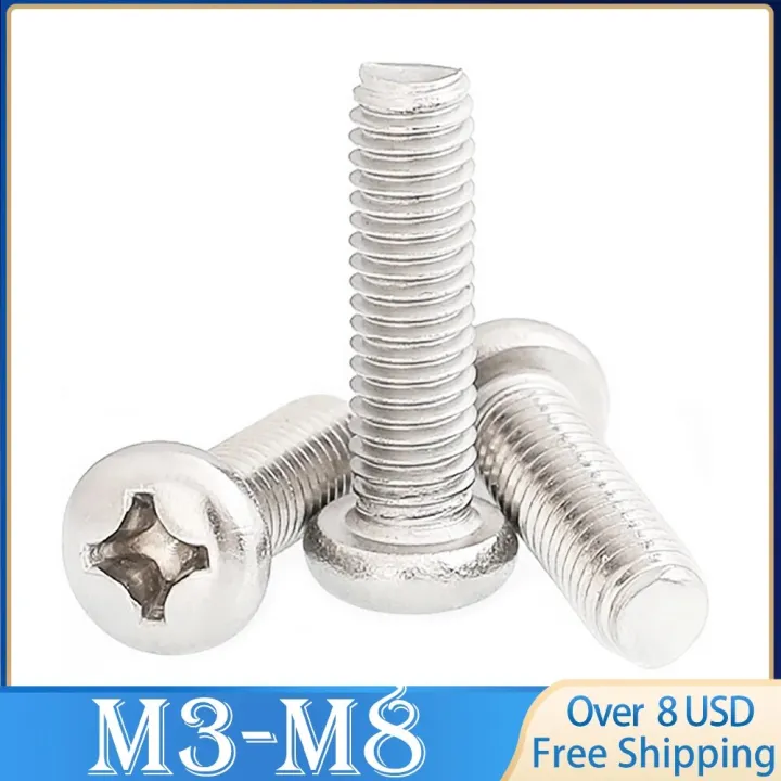 10 s PM Screw M3 M3.5 M4 M5 M6 M8 DIN7985 GB818 304 Stainless Steel Cross Recessed Pan Head ...