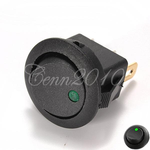 4xNew Green 12V LED Dot Light Car Auto Boat Round Rocker 2 Pin ON-OFF ...
