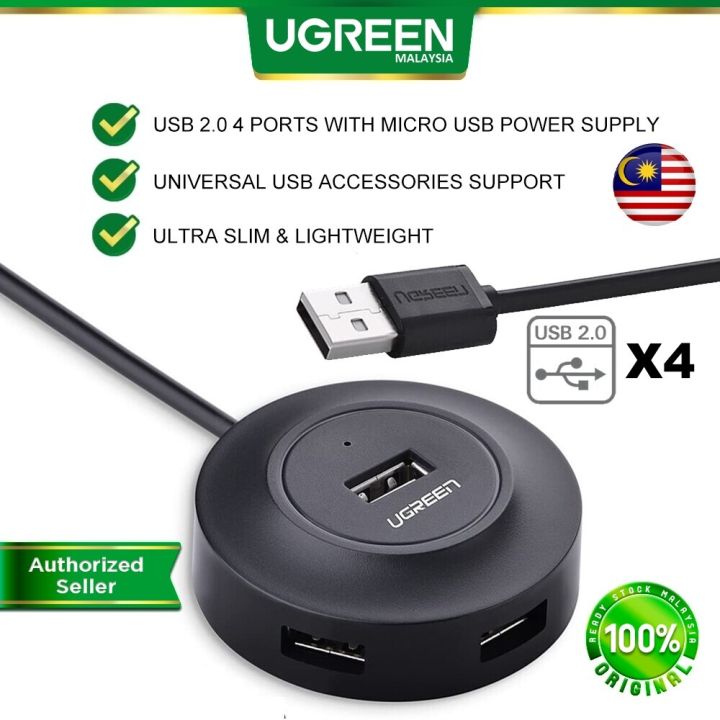 UGREEN 4 Ports Hub USB 2.0 High Speed Data Transmission Micro USB Power ...