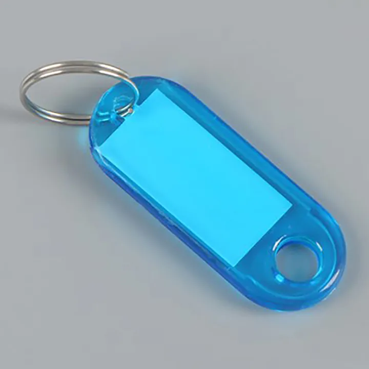 10pcs/lot Crystal Clear Plastic Key Tag With Split Ring Label Double ...