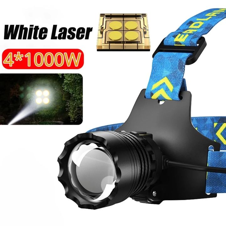 990000000000LM 4*1000W Shot Long Wick Power Headlamp XHP360 Head Torch ...