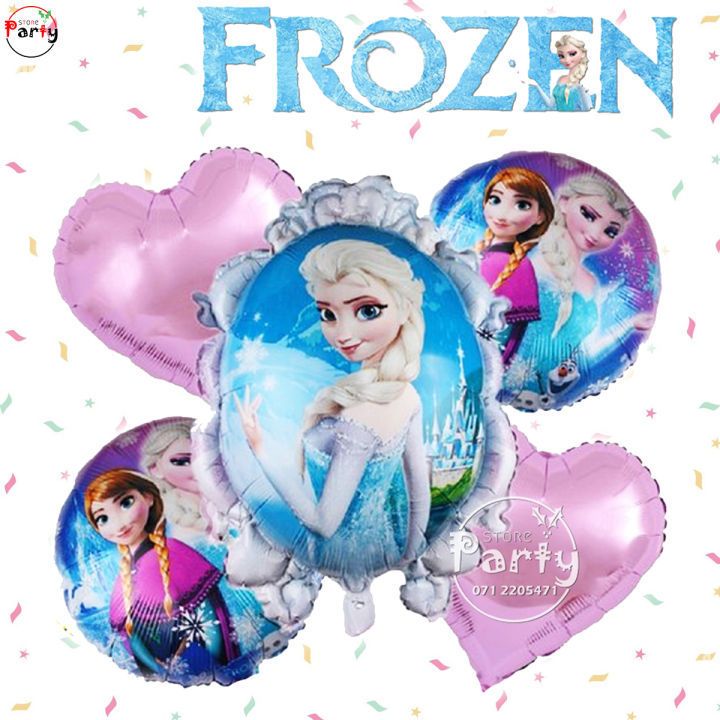 5Pcs FROZEN foil balloon set, Elsa and Anna Disney princess theme ...