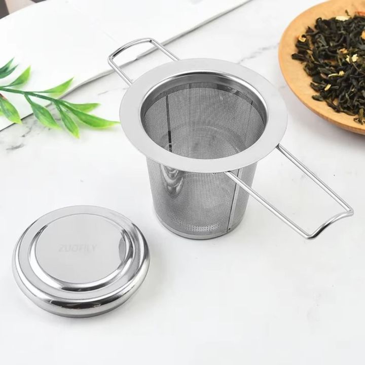Useful Reusable Hanging Tea Infuser Folding Handle Fine Mesh Stainless ...