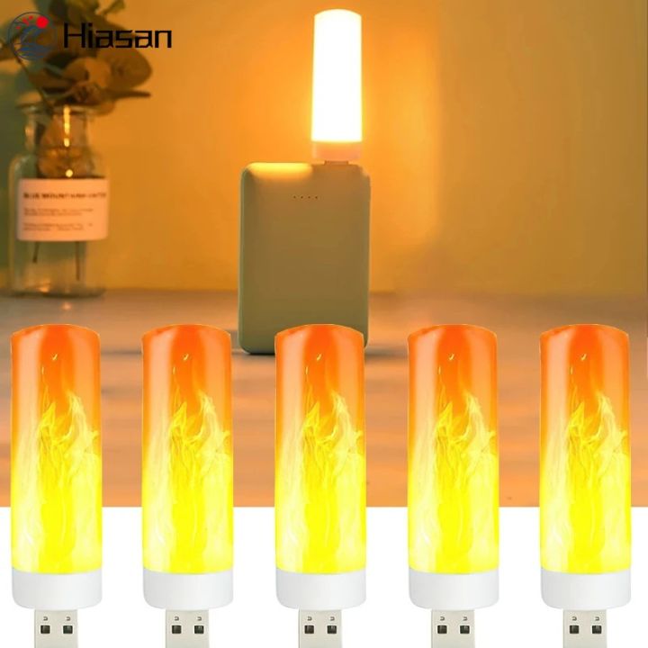 USB Plug Small Portable LED Flame Flashing Candle Lights Retro Mobile ...