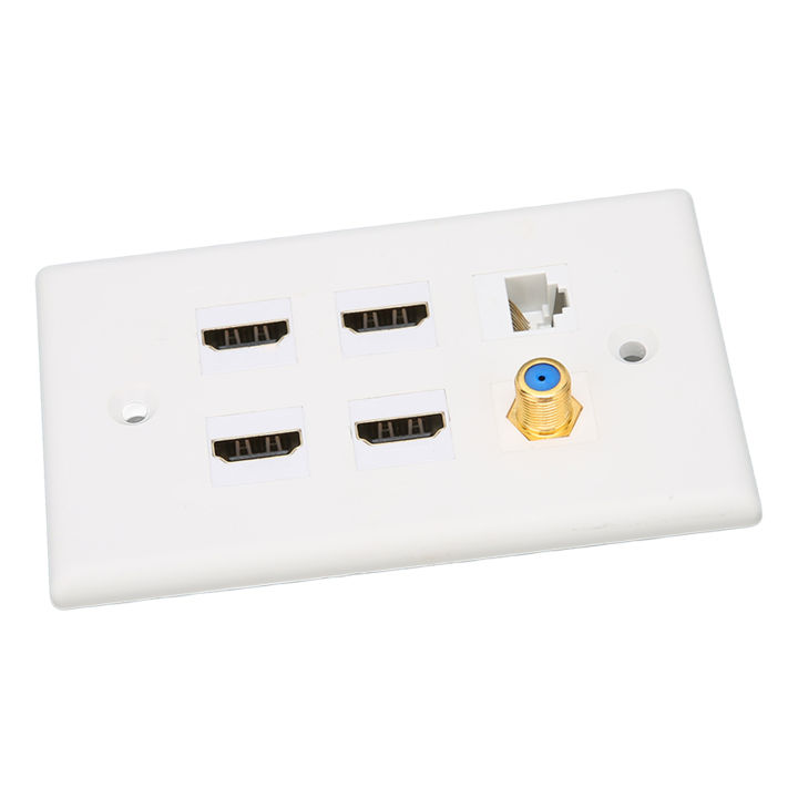 Wall Plate 6 Ports HD Multimedia Interface CAT6 TV F Head Ethernet Wall ...