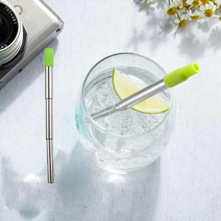 Eco-friendly Silicone Straw Tip Telescopic Stainless Steel Straws ...