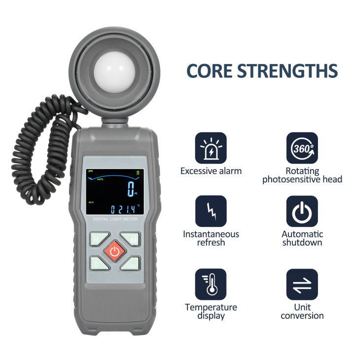 Light Meter Digital Illuminance Meter Handheld Ambient Temperature ...