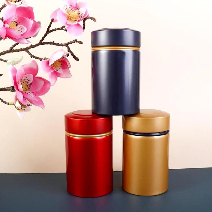 Metal Tea Tins Portable Round Tea Canisters Metal Containers for Tea ...