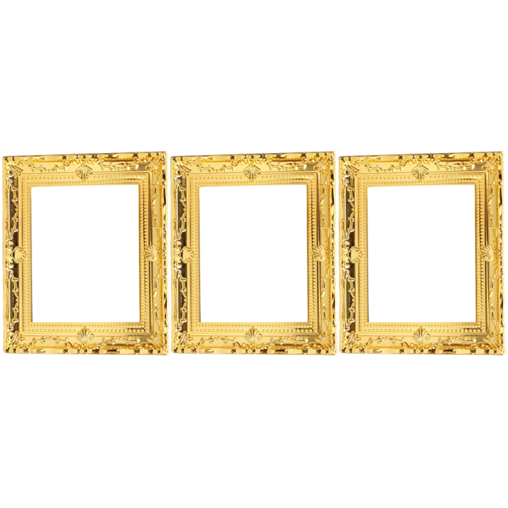 Doll House Furniture Wood 3Pcs Gold Vintage Resin Picture Frame ...
