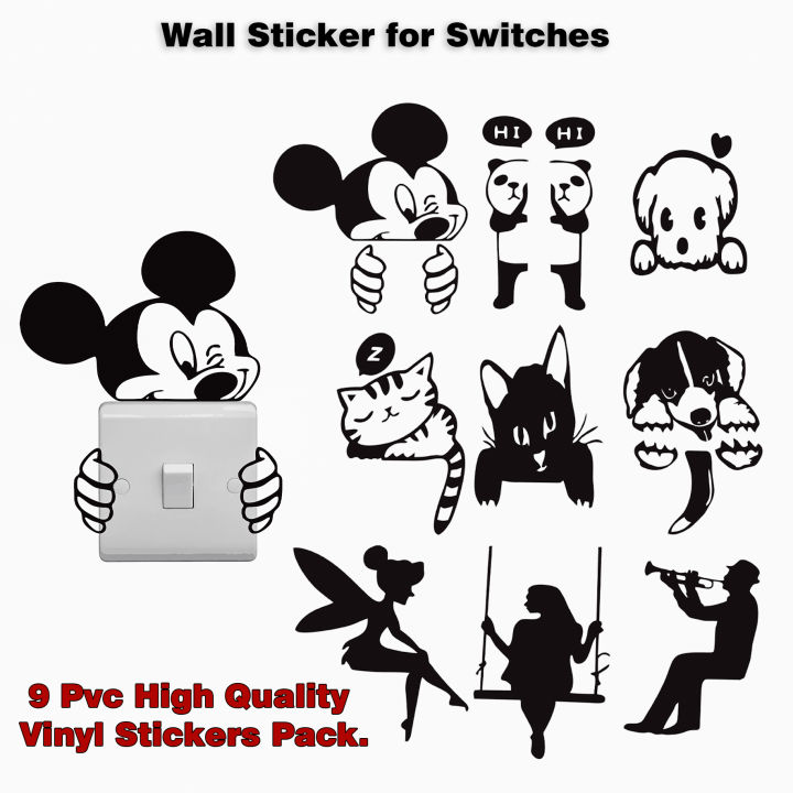 9 PVC Wall Switch Stickers - Vinyl Decals for Home, Office & Shop Decor ...
